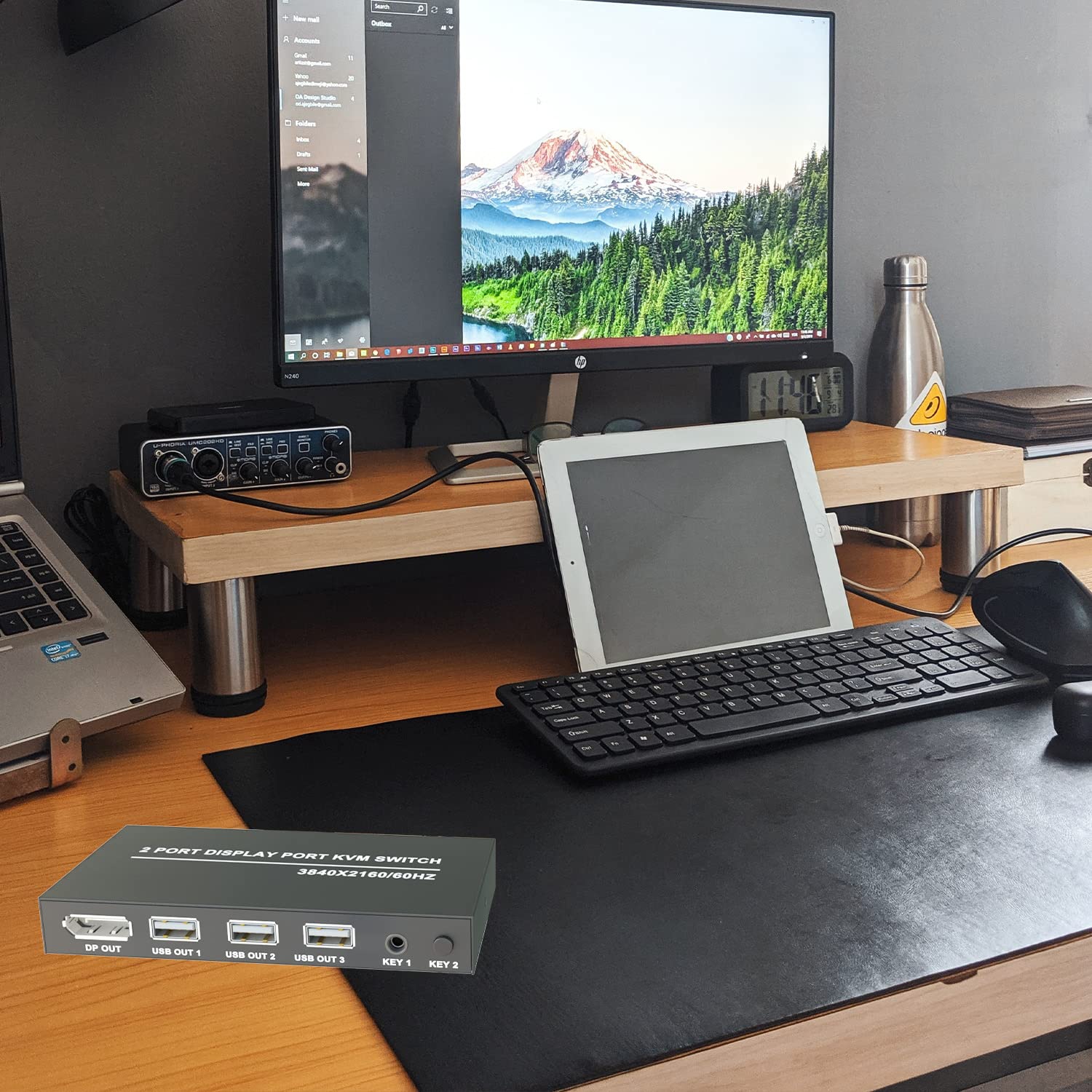 Displayport kvm Switch - 2 Port DP KVM Switch,Display Port Monitor Switch for 2 Computers Share 3 USB2.0 Keyboard Mouse Printer,U-Disk,Support 4K@60Hz,2 DP&2 USB Cables 1 Desktop Controller