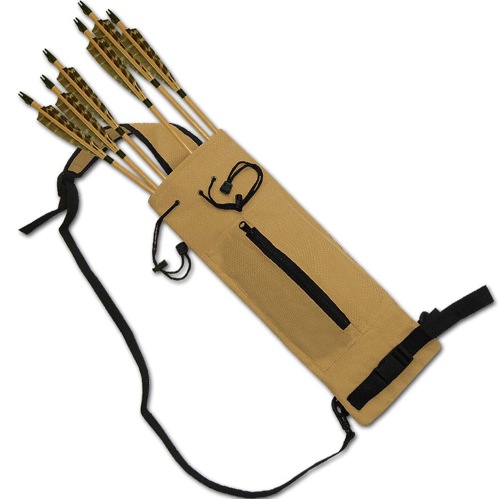 Carol Archery Back Bow Arrow Quiver with Zipper Pocket 151118KHAKI