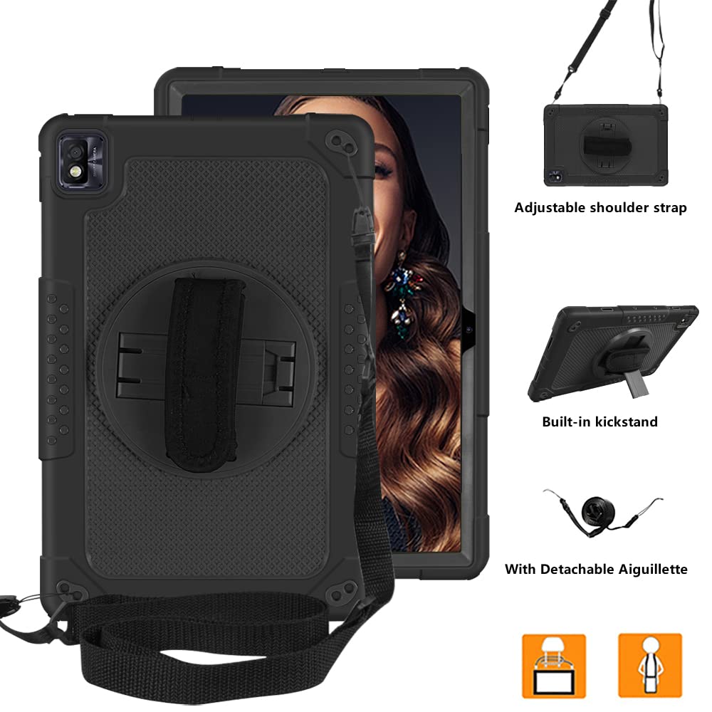 FIEWESEY for TCL TABMAX 10.4 Inch Tablet Case,Heavy-Duty Shockproof Kids Friendly Hybrid Rugged Protective Case for Nokia T20/Nokia T21/TCL Tab Pro 5G 9198S/VASTKING KingPad M10 Tablet(Black/Black)