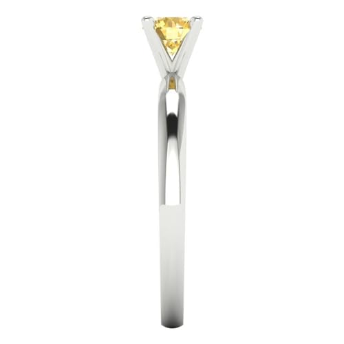Clara Pucci 0.50ct Round Cut Solitaire Yellow Simulated Diamond Engagement Bridal Promise Anniversary Ring in 18K White Gold Size 9.25