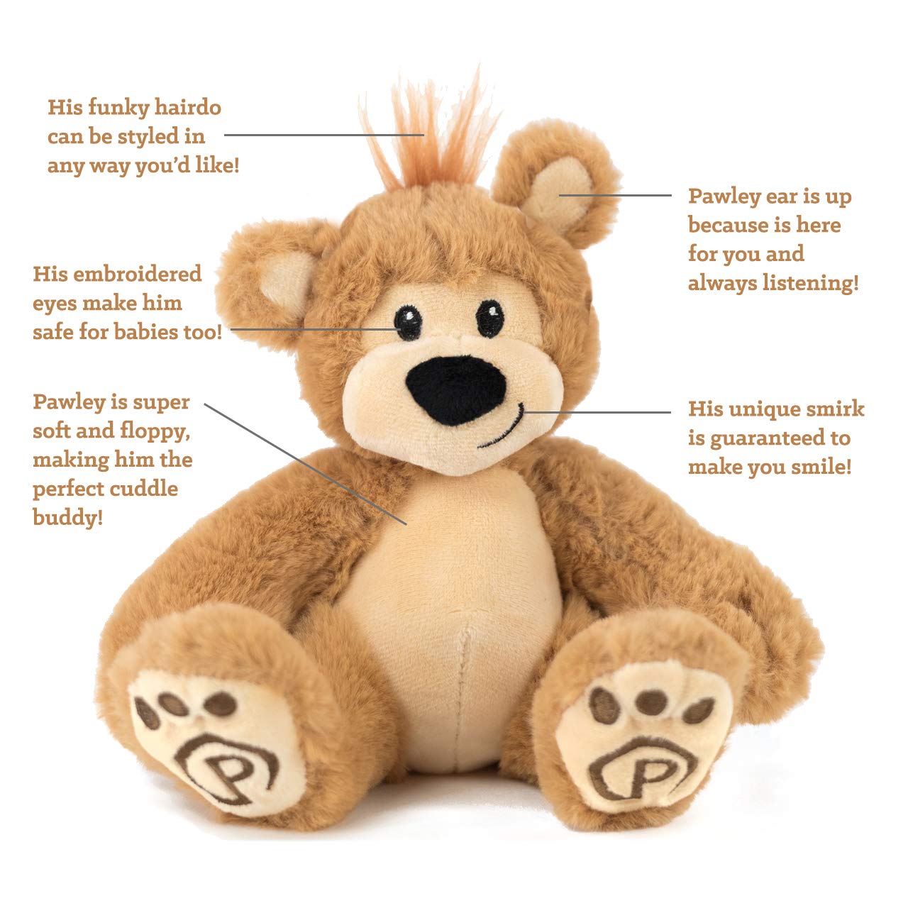 Plushible Pawley The Teddy Bear Stuffed Animal - Plush Stuffed Animal with Embroidered Details - Soft & Snuggly Stuffed Animals for Babies Toddlers & Kids - 10" Plush Teddy Bear - Stuffed Bear Plush
