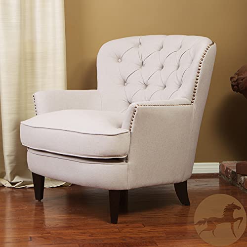 Christopher Knight Home Tafton Tufted Fabric Club Chair, Natural 35D x 33.5W x 34.5H in