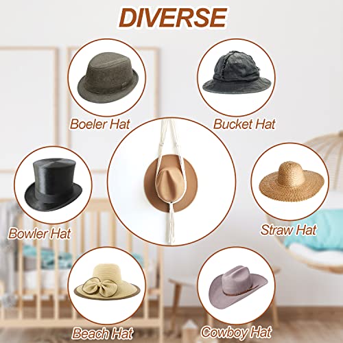 Topretty Hat Organizer 3 Pieces Boho Hats Rack Handmade Cotton Rope Woven Hat Hangers Bohemian Hat Holder for Man and Women Caps Storage Wall Display Living Room Bedroom Decor