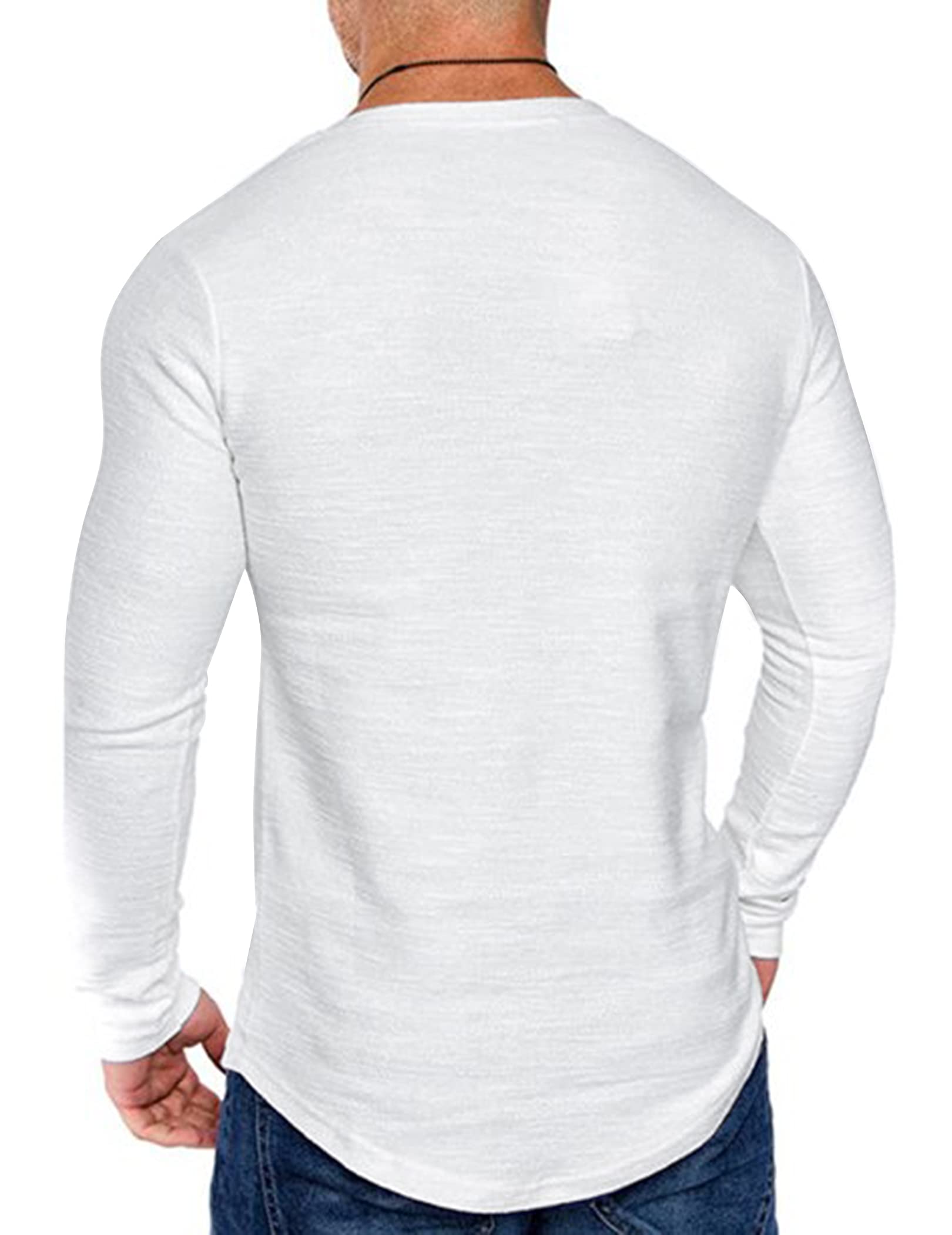 COOFANDY Men 2 Pack Muscle Fitted T Shirt Gym Workout Athletic Long Sleeves Tee Black/White