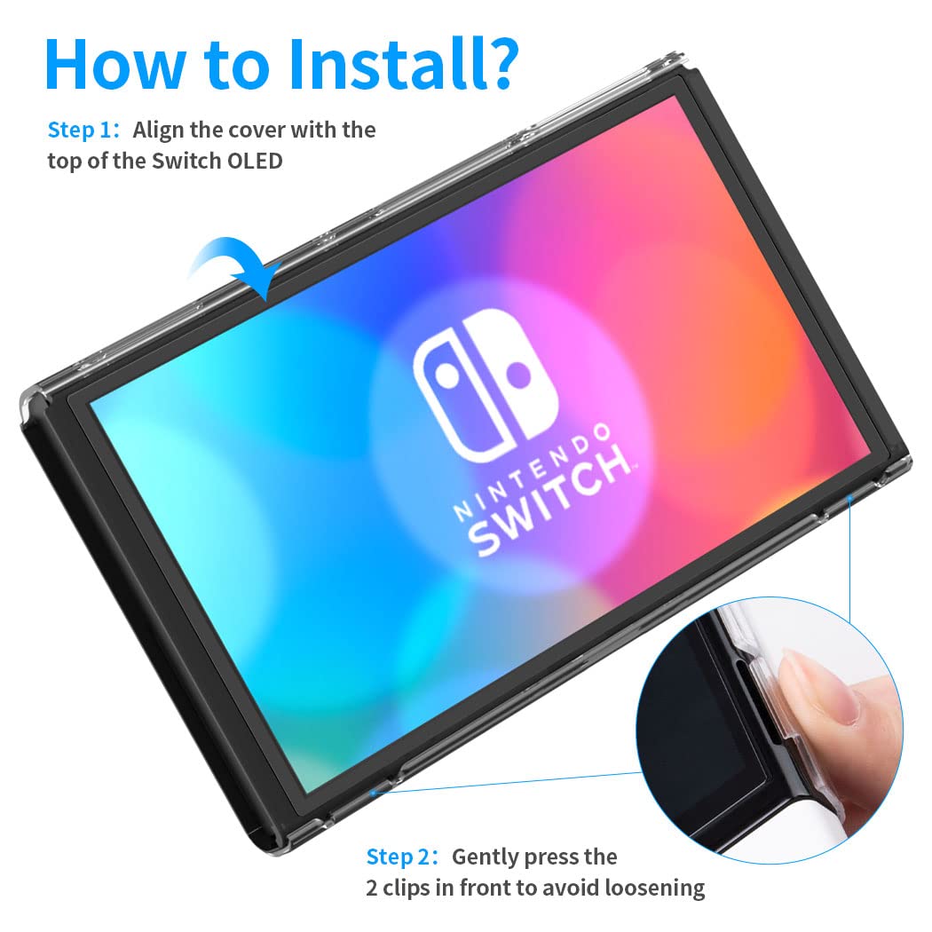 Dockable Liquid Silicone Case for Switch OLED, Compatible with Nintendo Switch OLED Model, OIVO 3-IN-1 Switch OLED Clear Protective Cover for Switch OLED Console