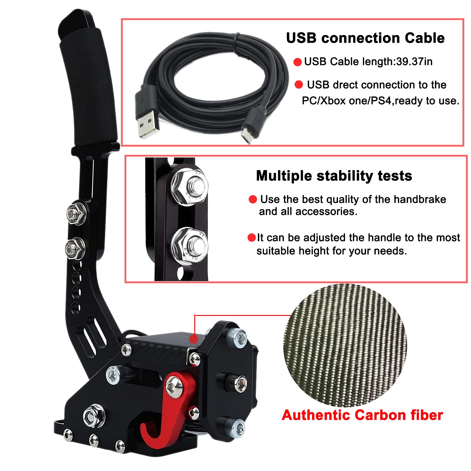 Obokidly Upgrade USB Handbrake Support G920 Compatible With XBOX ONE/XBOX ONE S For Simracing Game Sim Rig With Clamp Also Suitable For PC (Black)