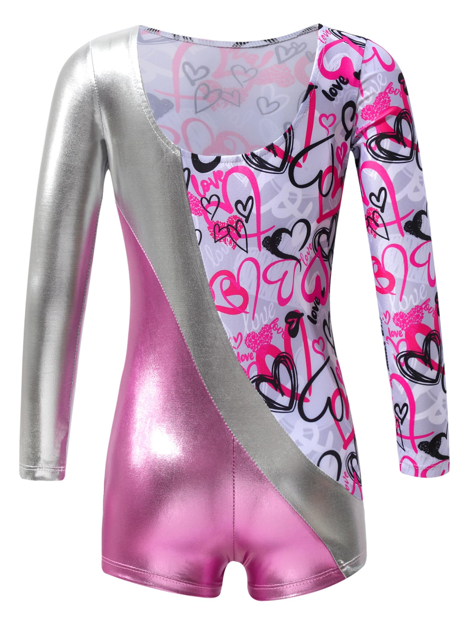 Choomomo Junior Girls Mesh Splice Gymnastics Dance Leotard One Piece Sports Workout Jumpsuit Pink 8 Years