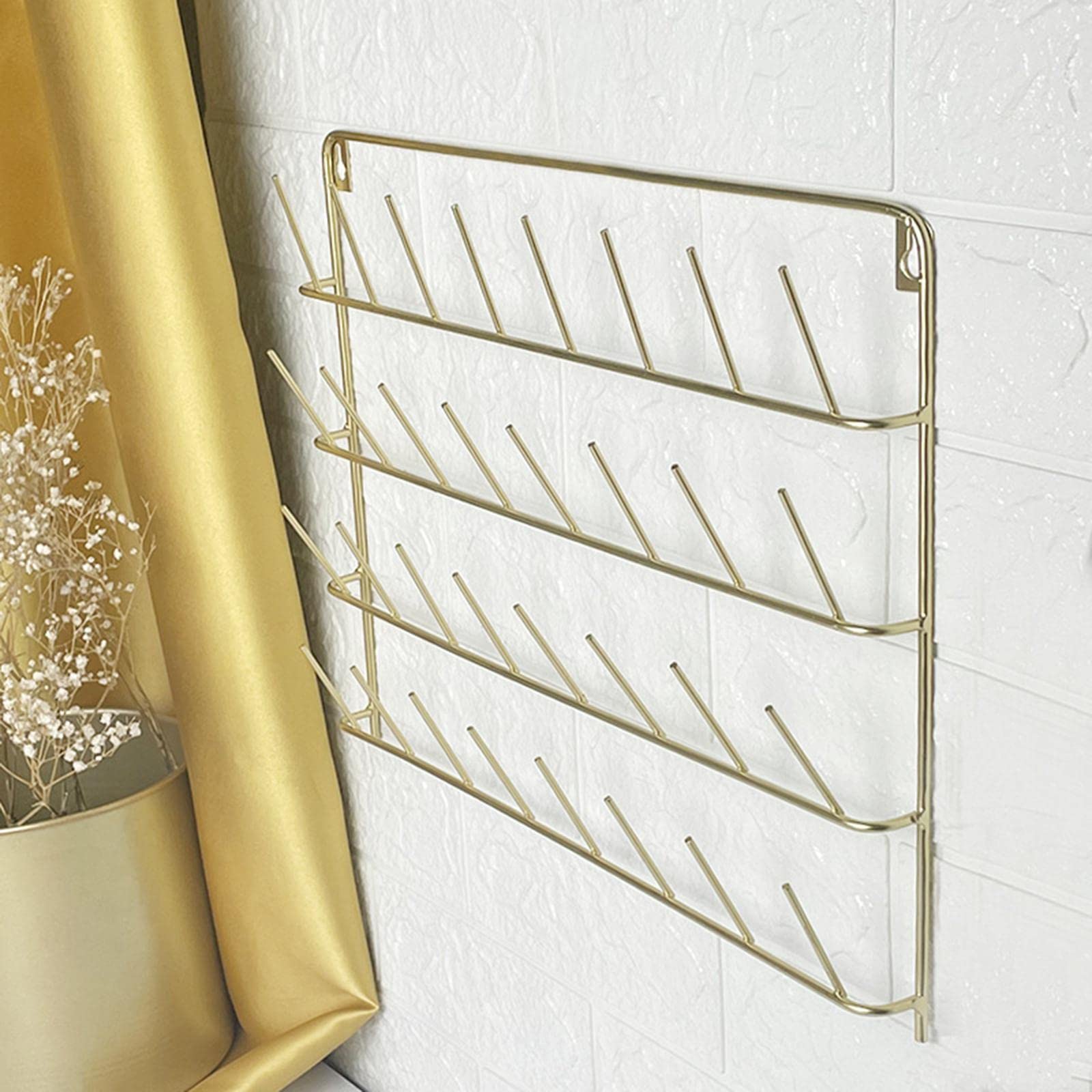 Generic 32 Spools Sewing Thread Rack, Tools Bobbin Supplies Hanging Rack Spool Holder for Hair Braiding Sewing Crocheting Cone Embroidery, 40x31cm, Gold