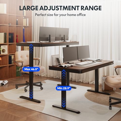FLEXISPOT 55" Electric Standing Desk with Drawers, Quick Assembly Home Office Sit Stand Desk with Storage, USB Charging, Computer Desk for Home Office (55" Wood, Dark Walnut/Black)