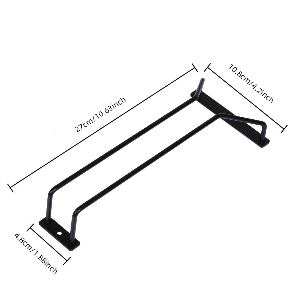 Dianoo Wine Glass Holder, Stemware Rack, Wine Glass Rack Under Cabinet With Screws, 27cm 1 Row Black
