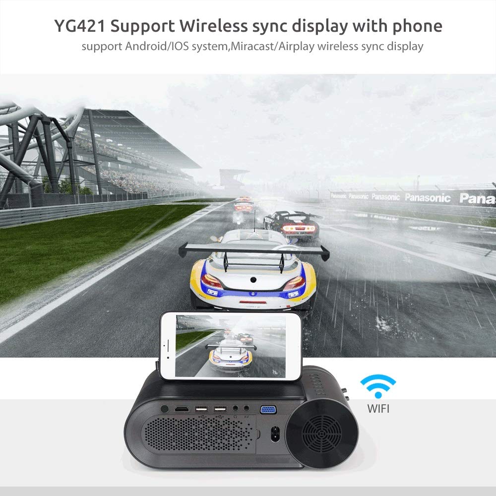 FZZDP YG420 Mini Projector Native 720P Portable Video LED for 1080P Multi-Screen Smartphone YG421 Projector ( Size : YG420 Basic Version )