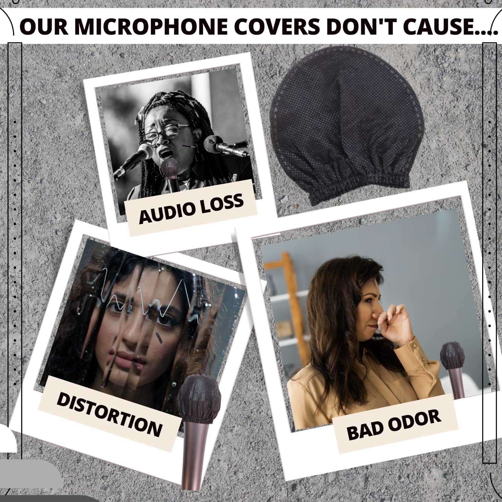 Disposable Microphone Cover-240 pcs Mic Covers Packed in Pairs - Black, Thick Non-Woven & Stretchable Microphone Windscreen Protective Caps Suitable for Most Handheld Mics