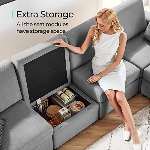 LINSY HOME Modular Sectional Sofa, Convertible L Shaped Sofa Couch with Storage, Modular Sectionals with Ottomans, Small Sofa Couch with Chaise for Small Space, Living Room, Gray