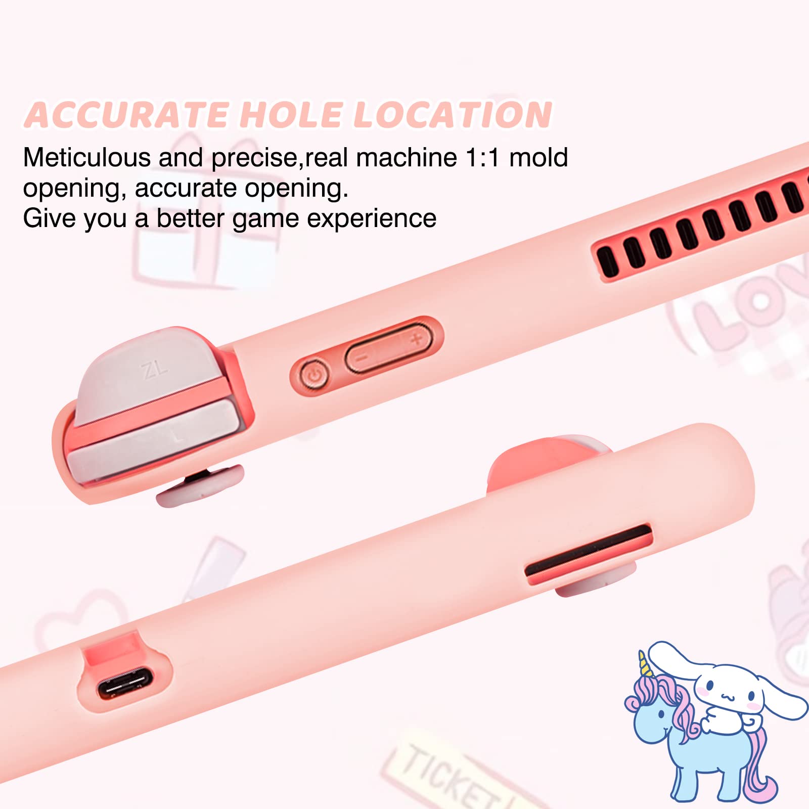 DLseego Protective Case Design for Switch Lite, TPU Cover Case Cute Rabbit Animal Pattern Shock-Absorption Design Hard Cover with 2 pcs Thumb Grips - Pink Rabbit