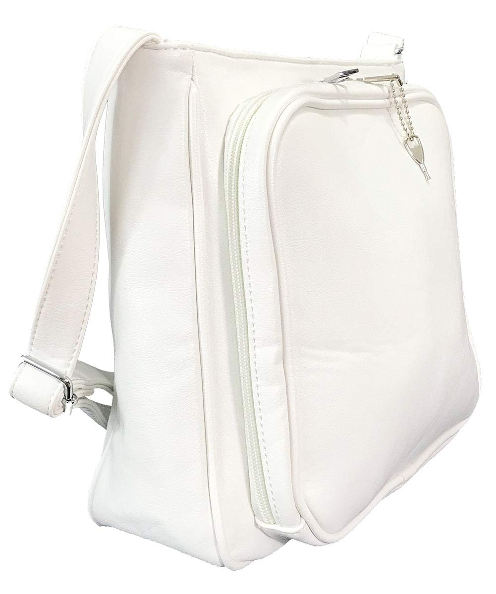 Zzfab Triple Zipper Locking Concealed Carry Crossbody Bag - CCW Concealed Carry Purse (White)
