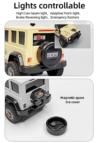 LDARC X43 Crawler RC Car 1:43 Full Scale Simulation RC Off-Road Vehicle 4WD Mini Climbing Toy with Remote Control (RTR Desert Yellow)