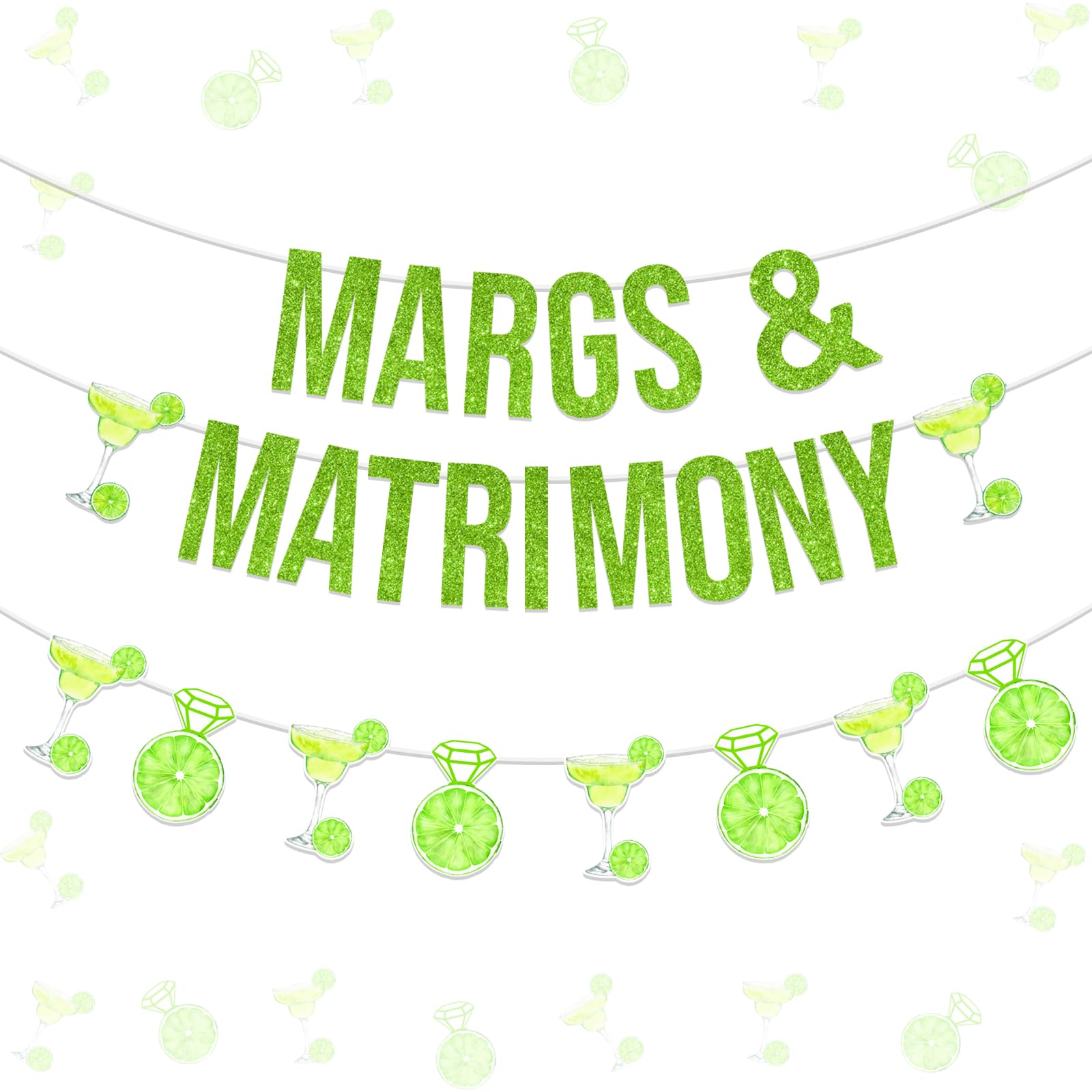 kreat4joy Margs and Matrimony Bachelorette Decorations Banner, Margarita Bachelorette Party Decorations, Lemon Cocktail Banner Garland for Mexican Fiesta Cactus Bridal Shower Wedding Engagement