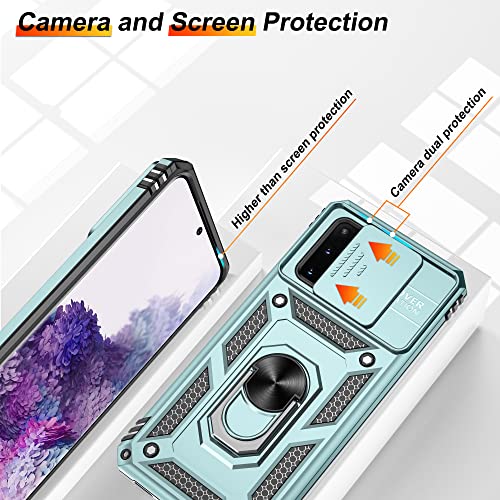 Gritup for Samsung Galaxy S20 5G Case with Slide Camera Cover, Build in 360° Rotating Ring Kickstand [Military Grade] Protective Case for Galaxy S20, Dark Green