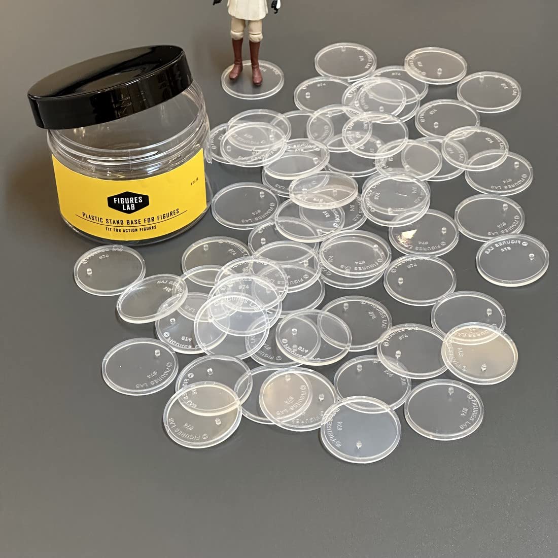 FIGURESLAB 60 Pieces 37.5mm wide Round Clear Action Figure Display Stands Fit for 3.75β Vintage Star Wars Model Figure toy
