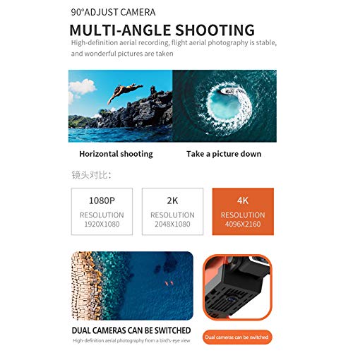 PEKIOGT RC UAV Smart Dual Mini-Drone Camera WiFi Helicopter Foldable 4K FPV Selfie Photo Flying Space Orb