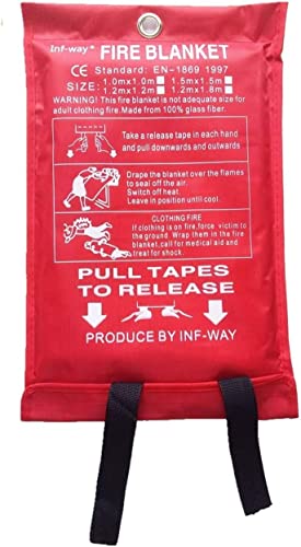 Fire Blanket for Home, Fiberglass Fire Suppression Blanket for Kitchen, Flame Retardant Protection and Heat Insulation Emergency Fireproof Safety Blanket for People, 39.3"x39.3"