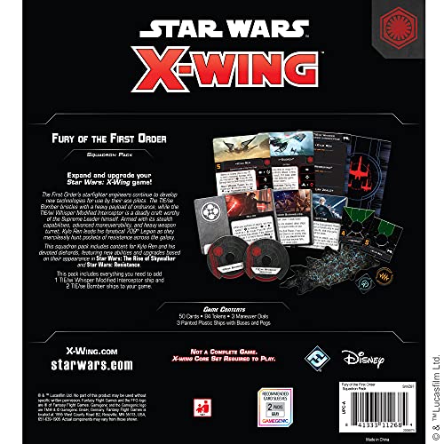Star Wars X-Wing 2nd Edition Miniatures Game Furty of the First Order EXPANSION PACK - Strategy Game for Adults and Kids, Ages 14+, 2 Players, 45 Minute Playtime, Made by Atomic Mass Games