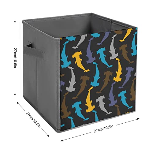 Hammerhead Sharks Canvas Collapsible Storage Bins Cube Organizer Baskets with Handles for Home Office Car