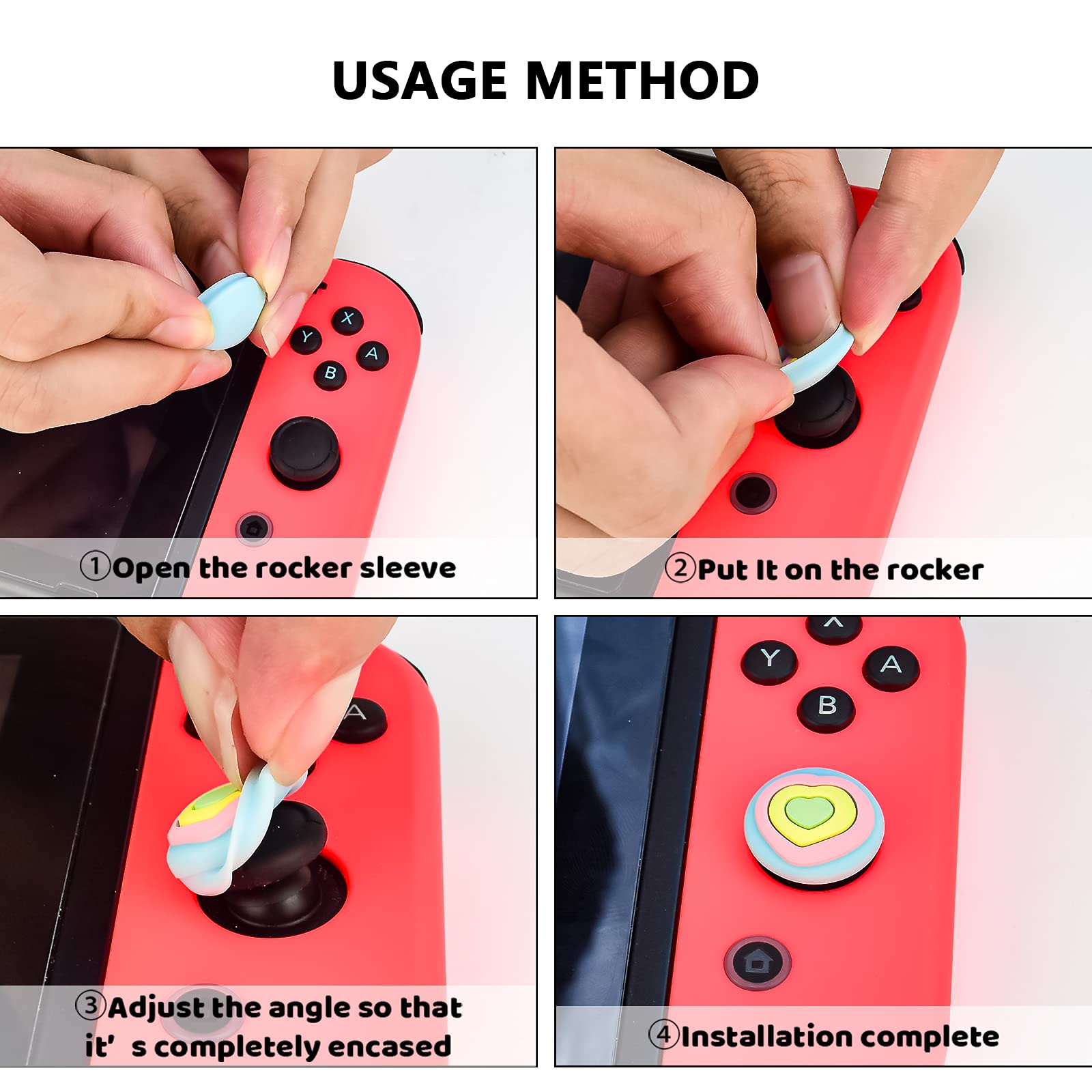 DLseego Thumb Grip Caps Design forh Switch & Lite & OLED, Cute Joystick Caps Soft Silicone Protective Stick Cover 3D Analog 6PCS Grip Buttons for Joy Con Console Controller - Lovely Caps