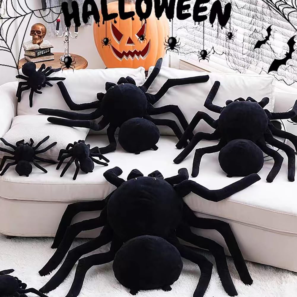 Hgplvxj Halloween Spider Plush Toy ,Realistic Spider Stuffed Animal Plush Pillow Home Decoration(11.8 x 7.87 Inch)