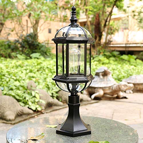 ZZYJYALG European Luxury Glass Post Light IP54 Outdoor Waterproof E27 Garden Light Aluminum Alloy Retro Lantern Home Villa Hotel Pillar Light Courtyard Aisle Street Lamp