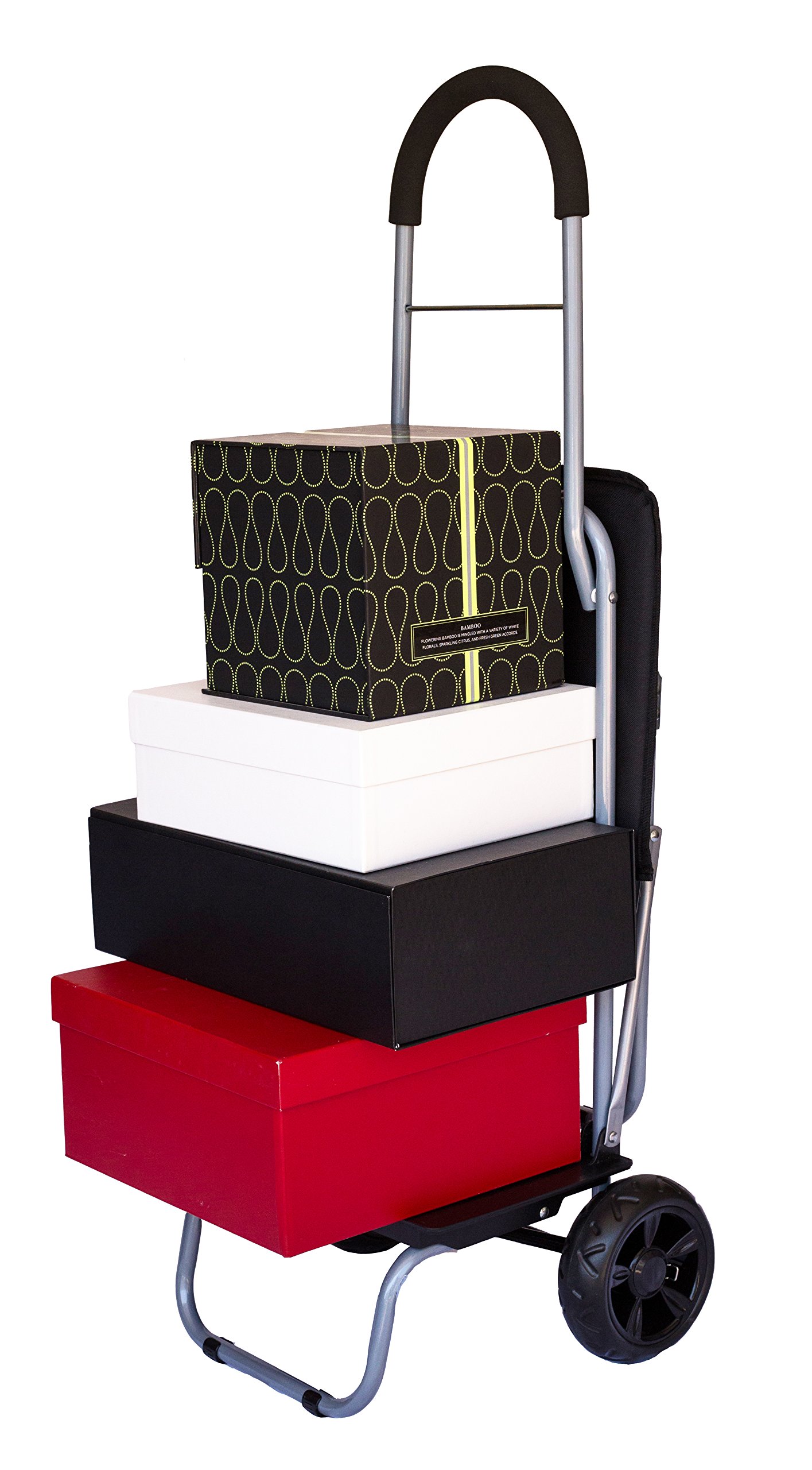dbest products Trolley Dolly with Seat, Black Shopping Grocery Foldable Cart Tailgate