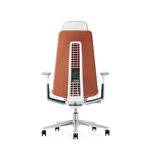 Haworth Fern Executive Office Chair with Ergonomic Innovations - Stylish Desk Chair with Digital Knit Finish and Adjustable Headrest - with Lumbar Support (Ember)