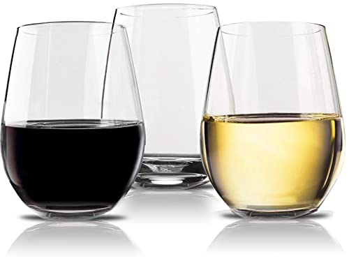 Vivocci Unbreakable Elegant Plastic Stemless Wine Glasses 20 oz | 100% Tritan Heavy Base | Shatterproof Glassware | Ideal For Cocktails & Scotch | Perfect For Homes & Bars | Dishwasher Safe | Set of 2