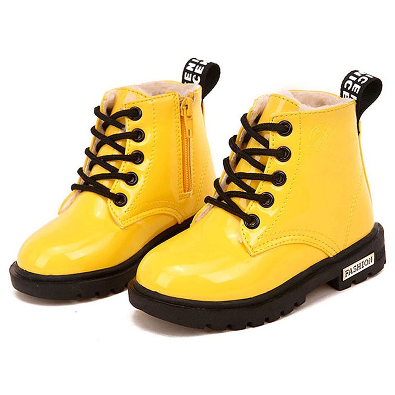 Daclay Kid's Candy-Colored Waterproof Velvet Boots, Yellow2, 4 Big Kid