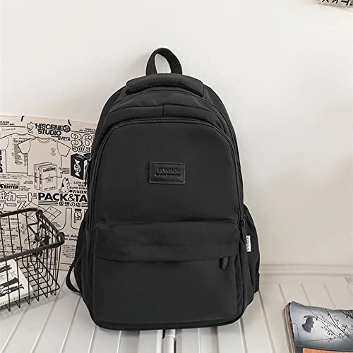 JARKJARD Aesthetic Backpack Cute Kawaii Backpack for School College Backpack Large Capacity Bookbags for Girls Women Students Casual Travel Daypacks Solid Color(Black)