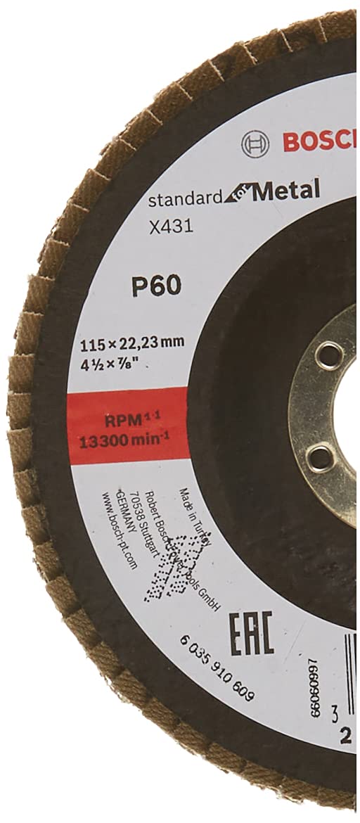 Bosch 2608603653 Angulated K60 Flap Disc for Metal, 0 V, Black/Red, 115 mm