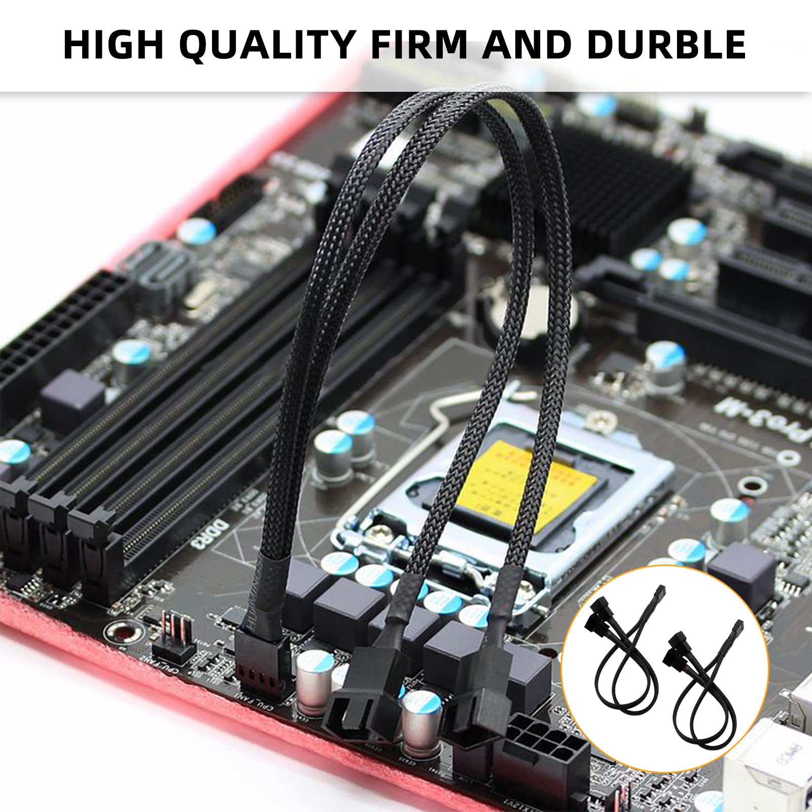 nutjam Black 4 Pin PWM Fan Splitter Cable,1 to 2 Converter, Fan Splitter Adapter for Desktop Computer CPU & Fan (2 Pack)