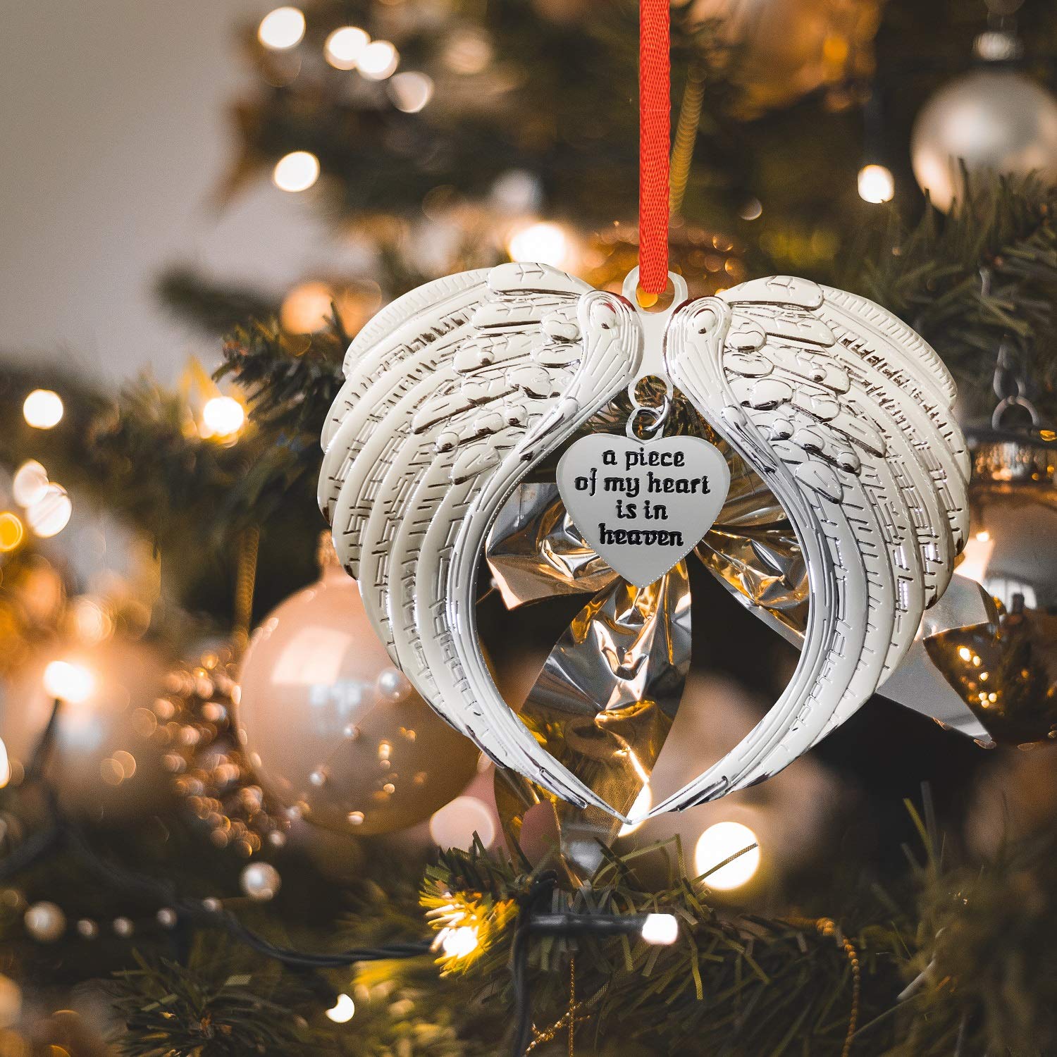 Christmas Ornament in Memory of Loved One β Memorial Ornament for Christmas Tree β Premium Nickel Material β Elegant Ribbon and Packaging