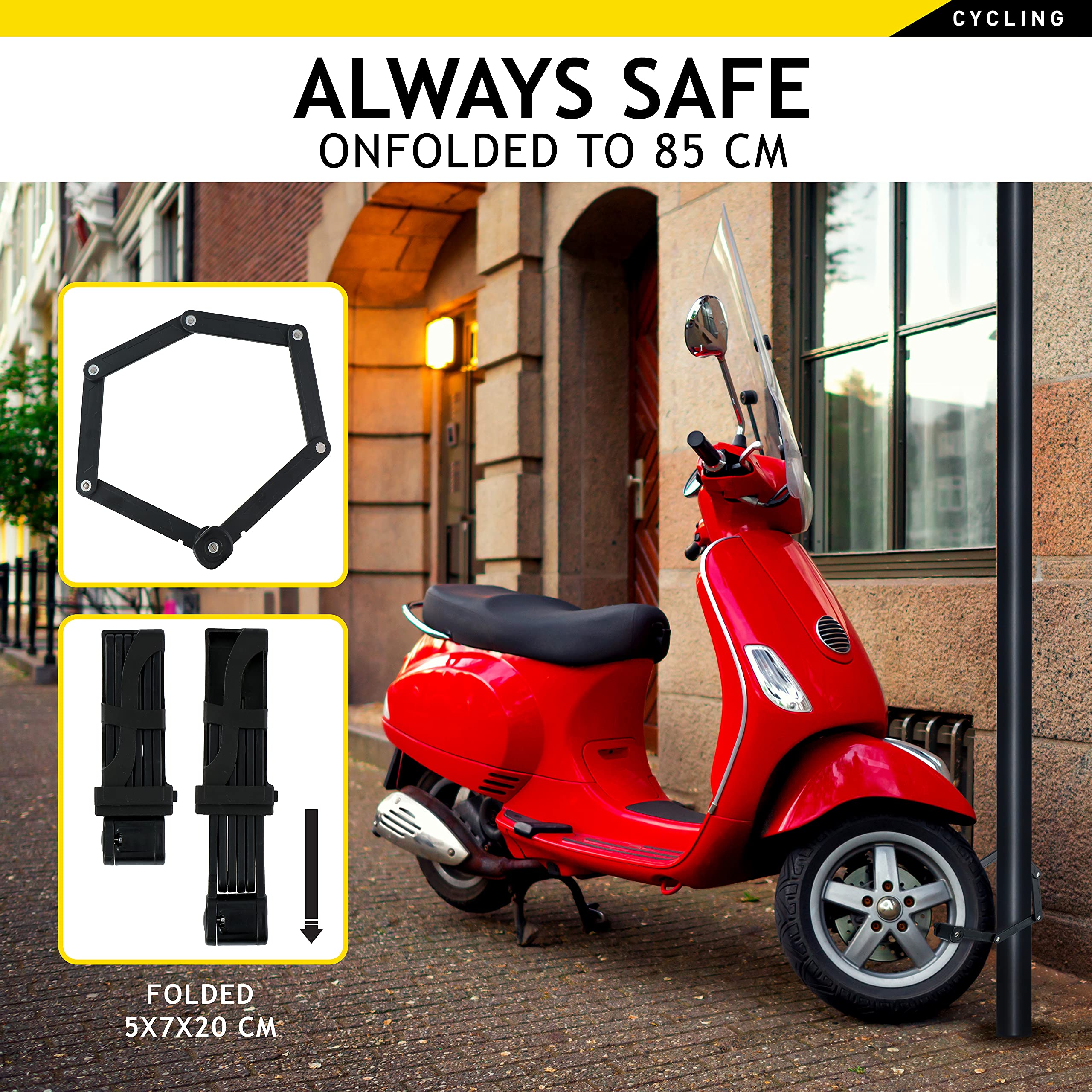 Dunlop Sport Bicycle Lock Black 85 x 7 x 5 cm