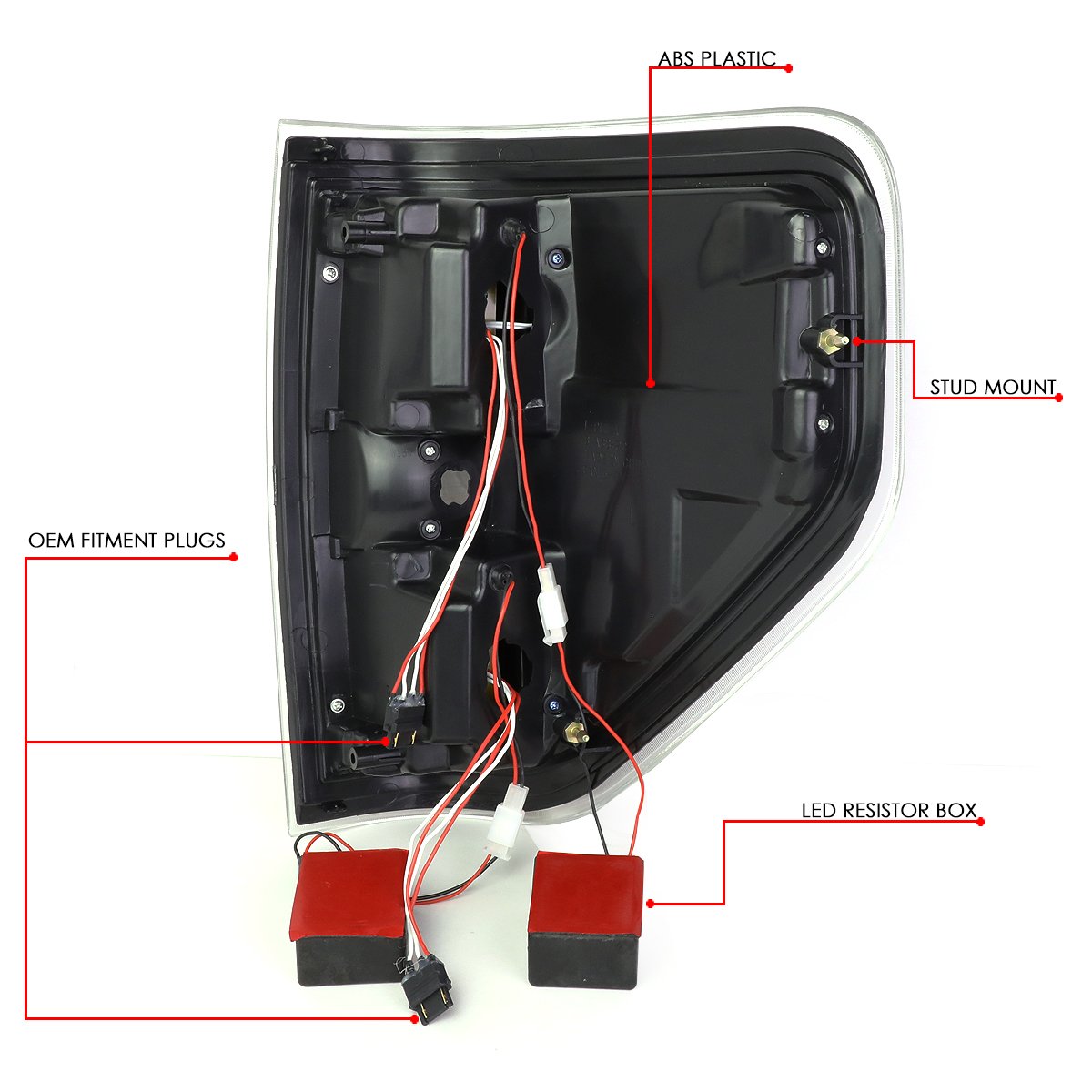 DNA MOTORING TL-F15009-LED-BK-CL LED Tail Light Assembly Driver & Passenger Side [Compatible with 09-14 Ford F150]