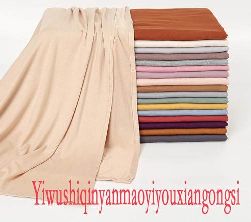 ENSTILER 2PCS Solid Color Jersey Hijab Lightweight Soft Muslim Head Scarf Long Scarf Wrap Scarves for Women (Black, Deep khaki)