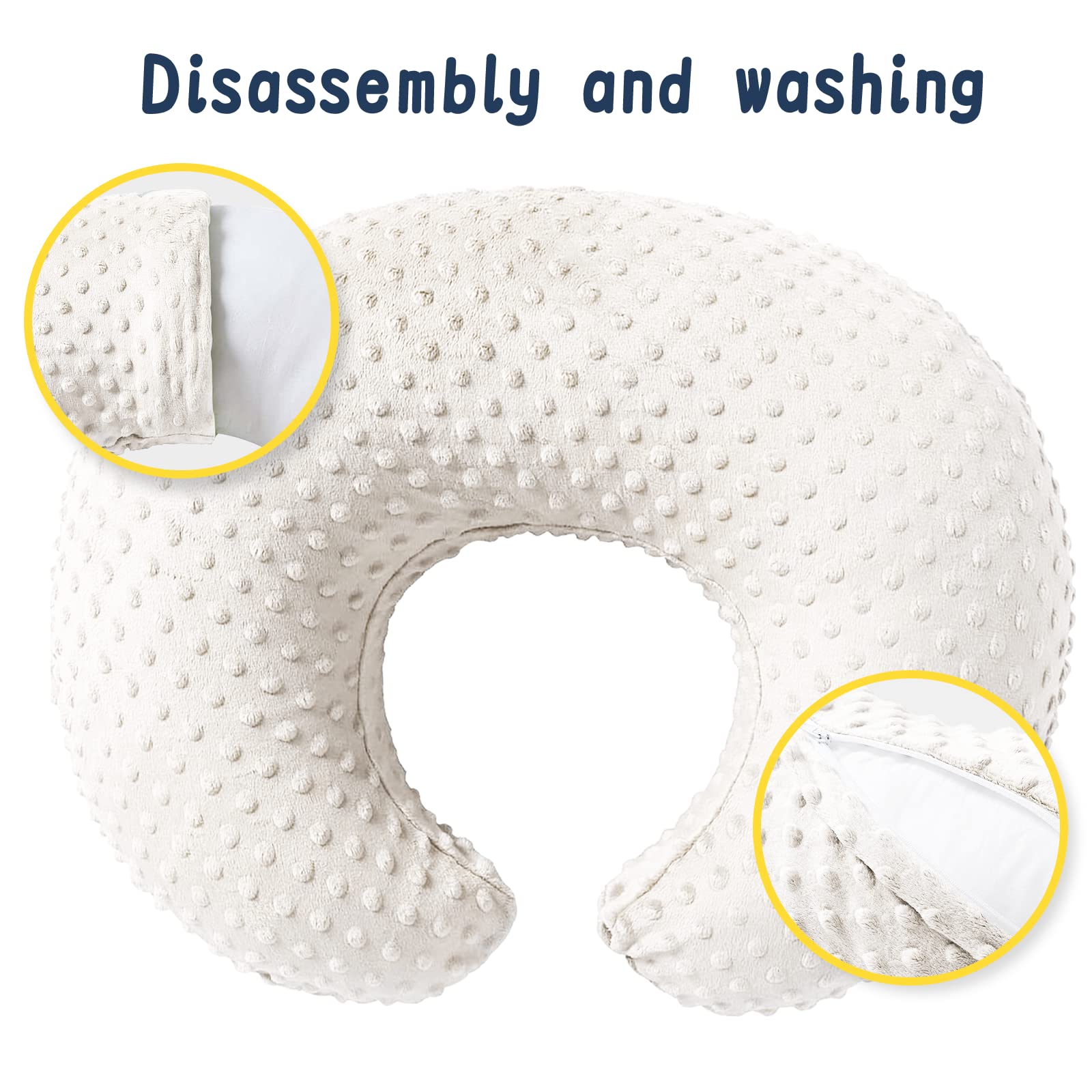Ezencon Nursing Pillow and Positioner, Breastfeeding and Bottlefeeding Pillow, Breast Feeding Pillow with Removable and Washable Pillow Cover(SkyBlue-dot)