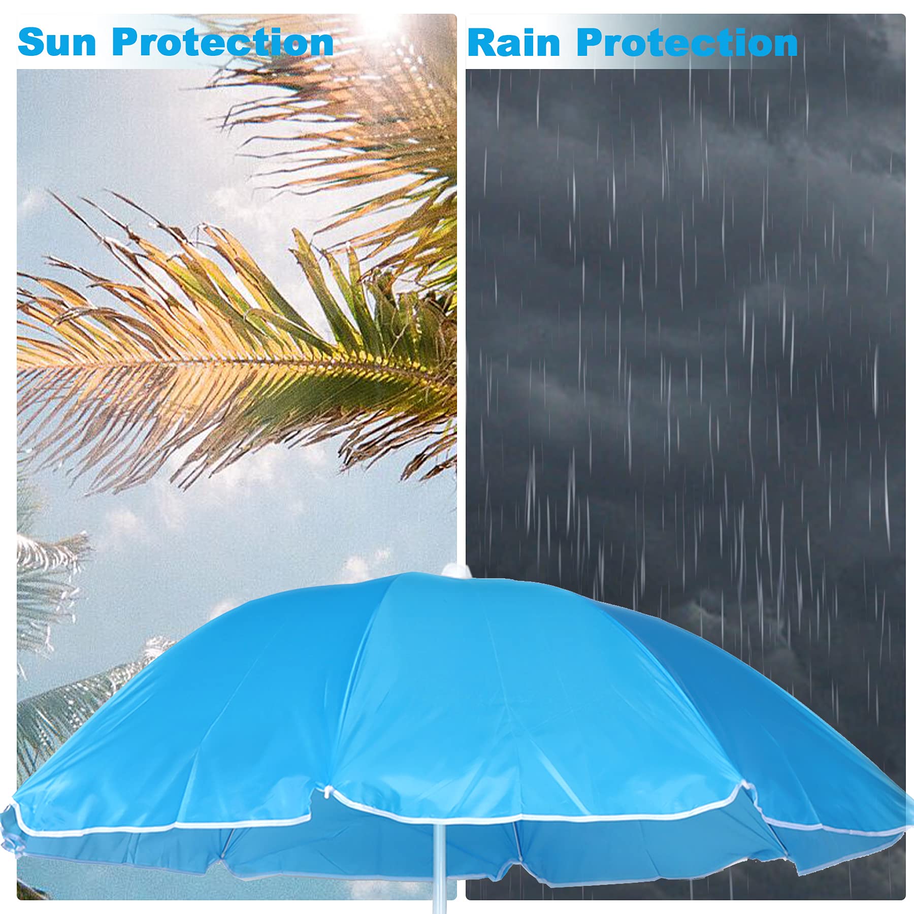 DOALBUN Double Portable Picnic Chair Folding Camping Chair W/Umbrella Table Beverage Holder Carrying Bag Cooler Fold Up Table for Patio Pool Park Outdoor Beach Camping Chair (Blue)