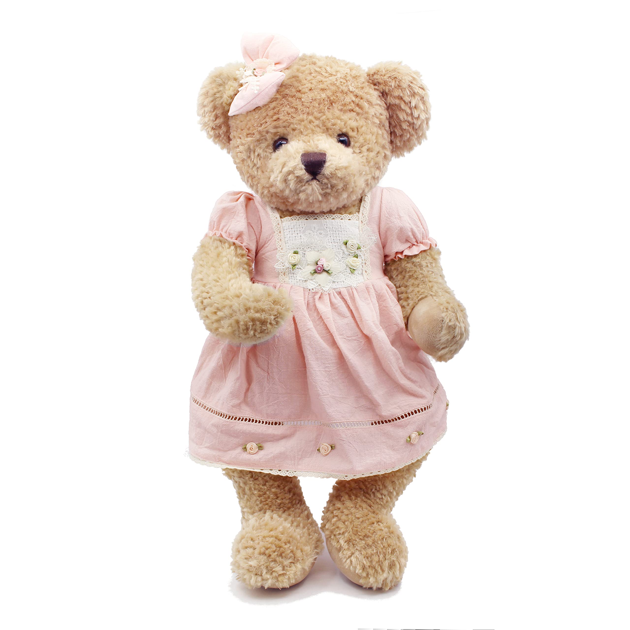 Oitscute Big Baby Teddy Bear with Cloth Cute Stuffed Animal Soft Plush Toy 25" (Pink&Brown)