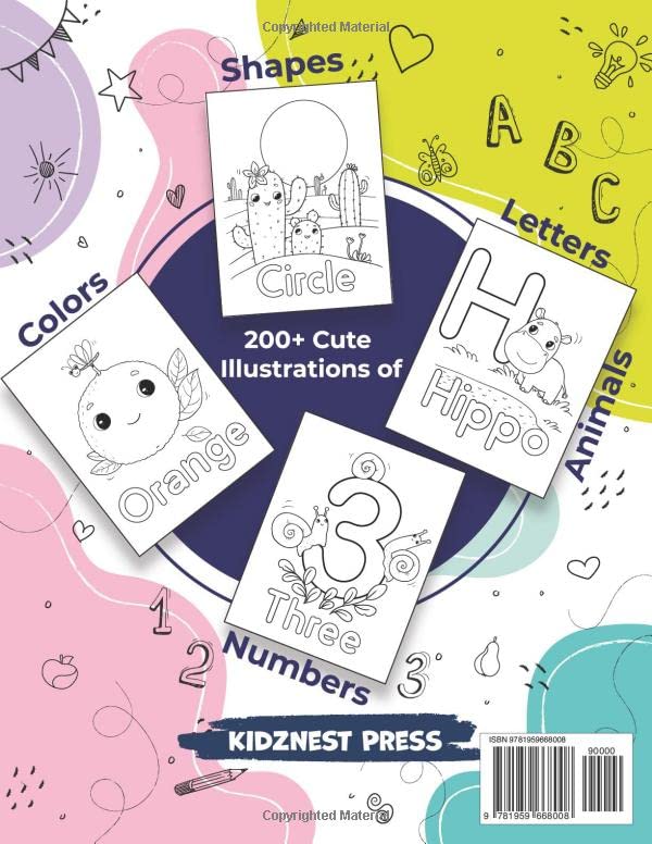 My Friendly Toddler Coloring Book: Fun with Cute Hand-Drawn Illustrations of Letters, Numbers, Shapes, Colors and Animals - Preschool Coloring Book - Early Learner Fundamentals