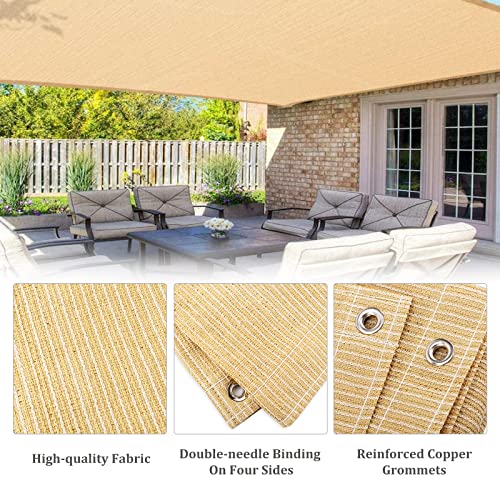 Javneo Sun Shade Cloth with 90% UV Protection for Garden, Patio, Deck, and Pergola, Outdoor Sunblock Shade Cloth with Reinforced Grommets, Wheat 8 * 20