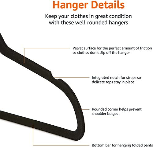 Quality First - Smartfinite Premium Velvet Hangers - Non Slip, Durable, Space Saving Hangers for Closet w/ 360 Degree Chrome Swivel Hook - Coat Hanger- 50 Pack(Black)