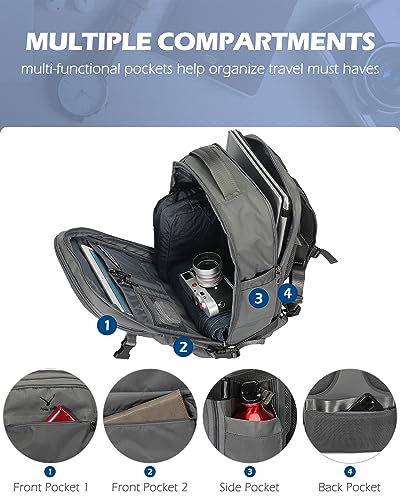 Hynes Eagle 20L Travel Backpack Carry on Backpack Women Men Personal Item Bag for Spirit Airlines Small Nylon Laptop Backpack 14 inches Grey