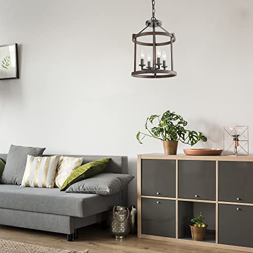 LNC Farmhouse Chandeliers for Dining Rooms with Faux Wood Finish, W13"xH17.1