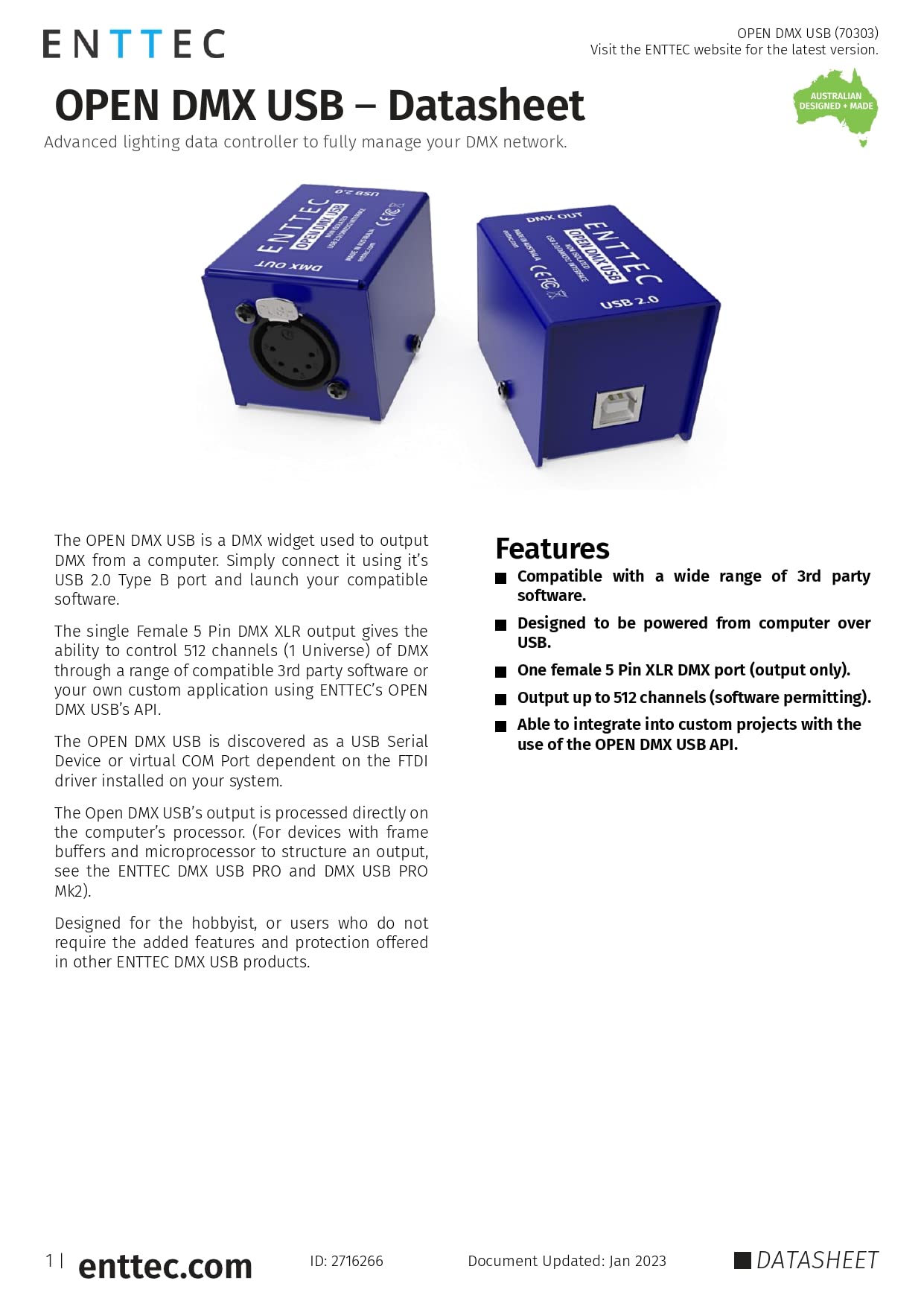 Enttec Open DMX USB 70303 Lighting Interface & SIRS-E 70029 5P Male to 3P Female Adapter (Bundle) - No Software Included - Open Source/Hardware Only/Entry Level Model for Beginners